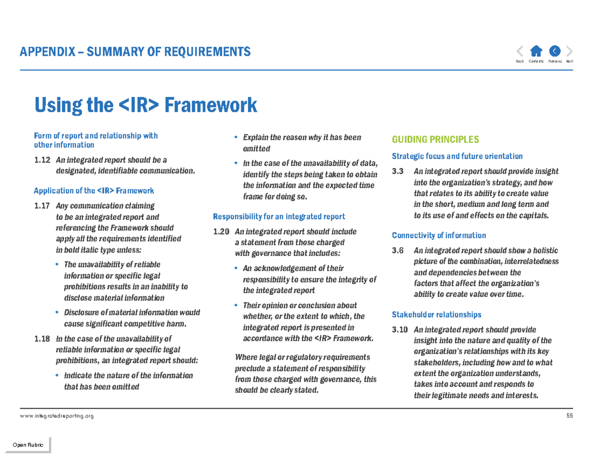 Integrated Reporting Framework - integratedreporting 55 Contents Next ...