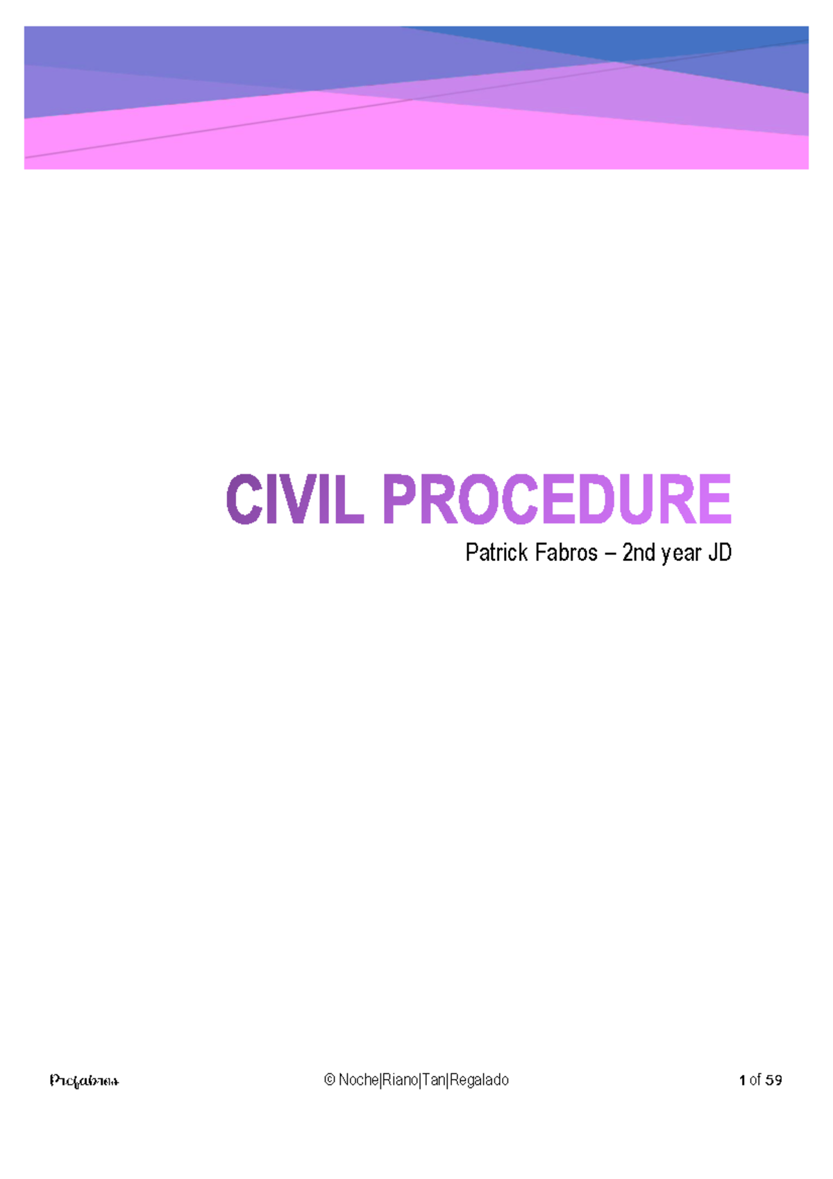 Civ Pro Reviewer - Hello please - Patrick Fabros – 2nd year JD RULE 4 ...