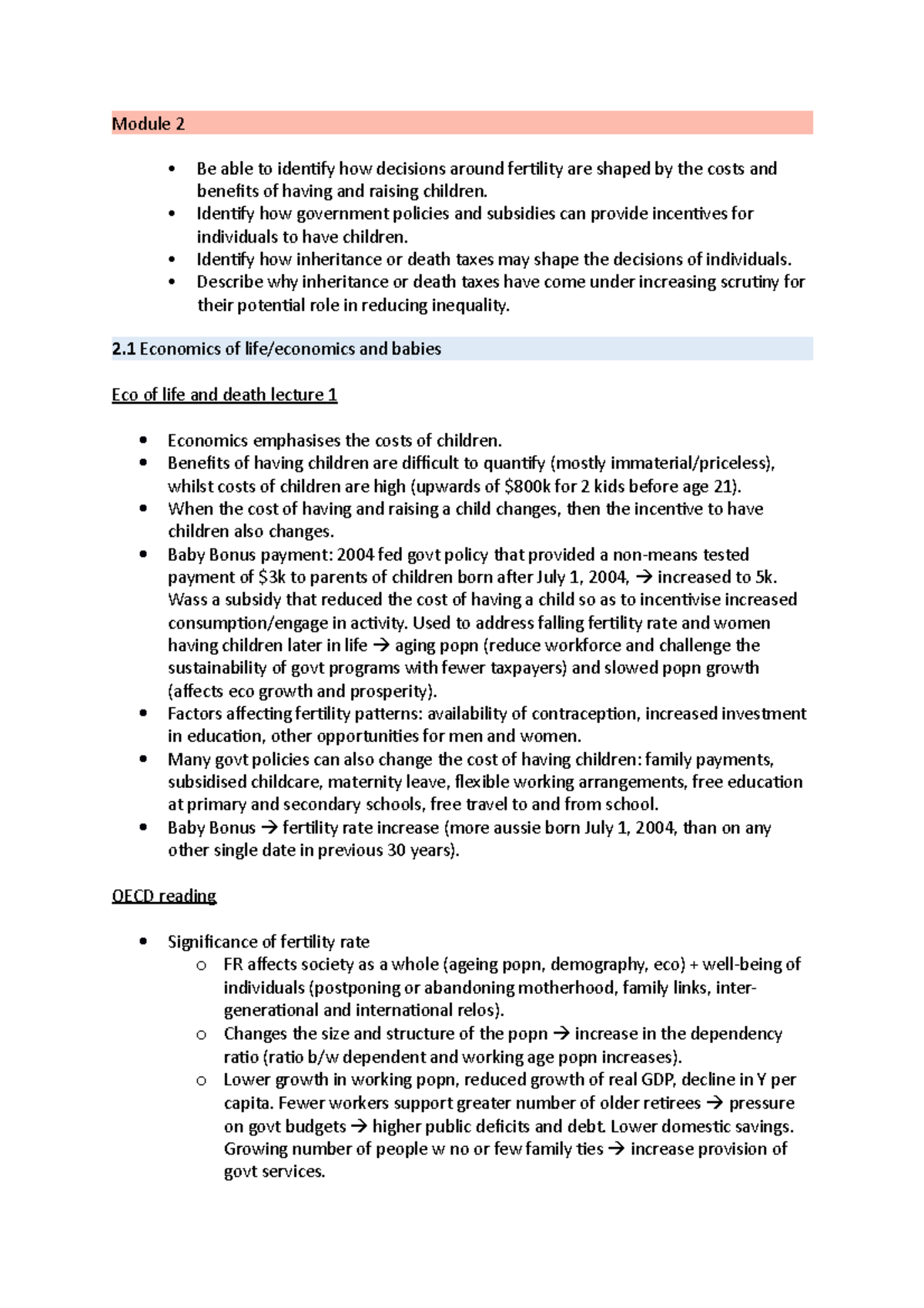 Everyday Economics Module 2 Summary Notes. HD student. - Module 2 Be ...
