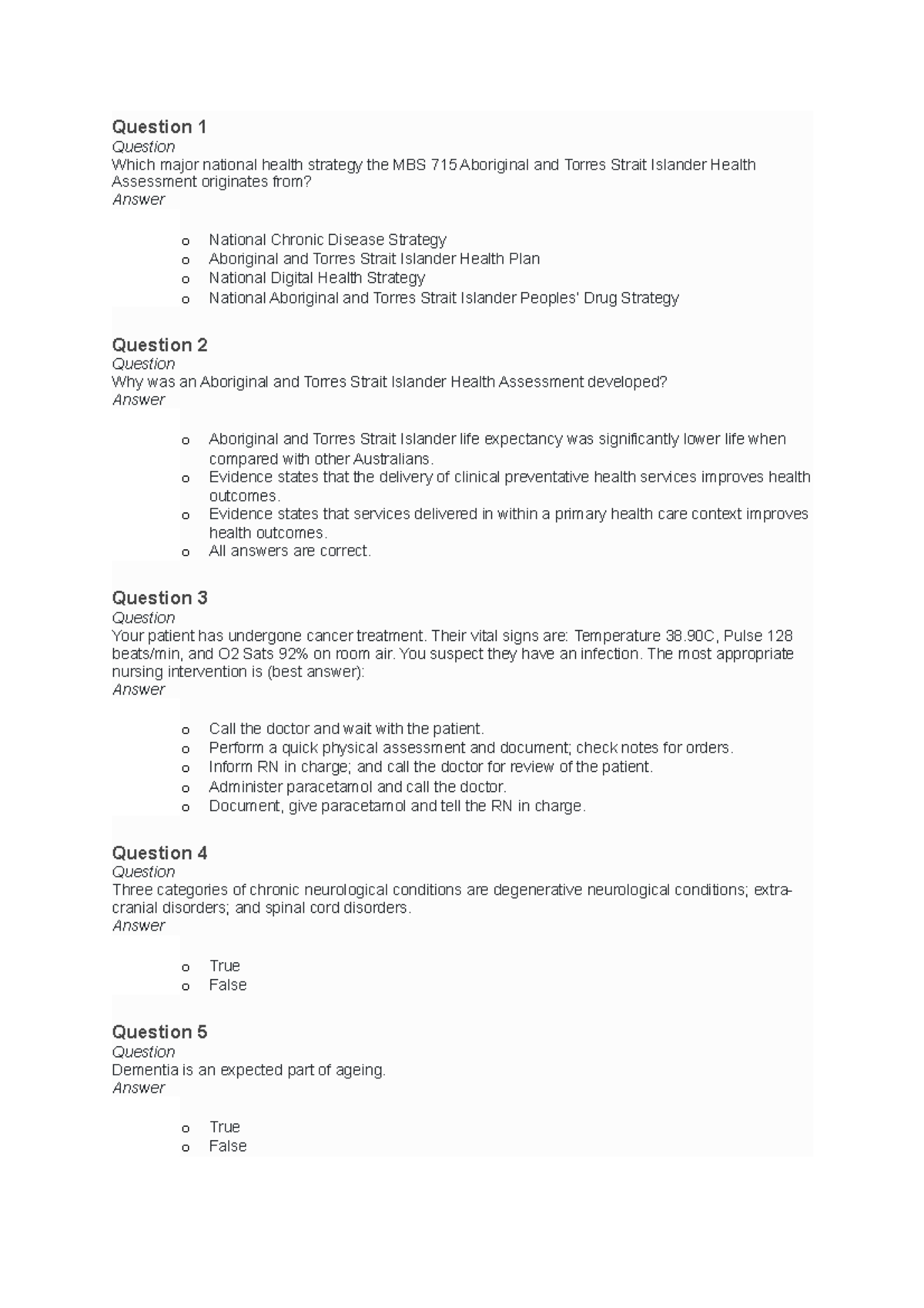 Chronic illness practice exam - Question 1 Question Which major ...