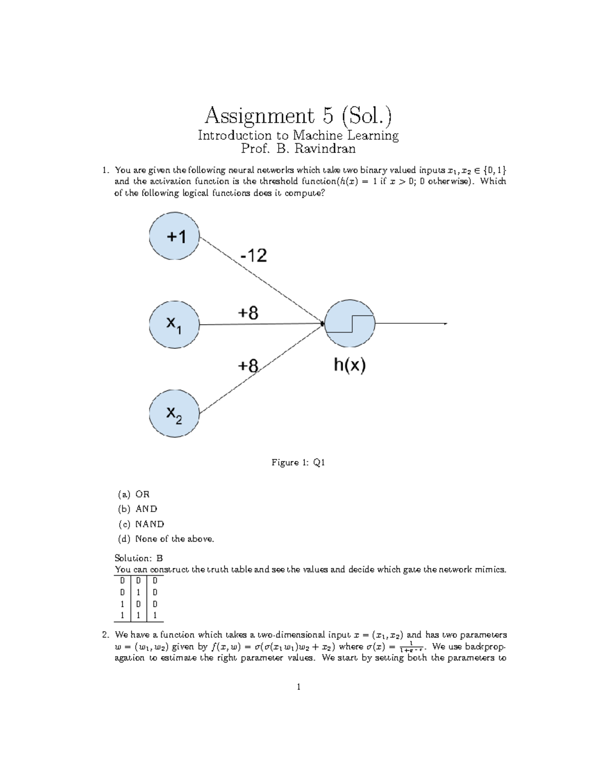 Solution 5 - HELP - Assignment 5 (Sol.) Introduction to Machine Learning Prof. B. Ravindran You ...