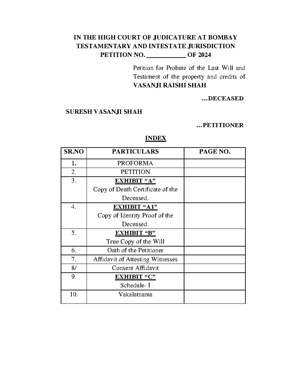 ( Suresh SHAH) Probate final 123 - IN THE HIGH COURT OF JUDICATURE AT ...