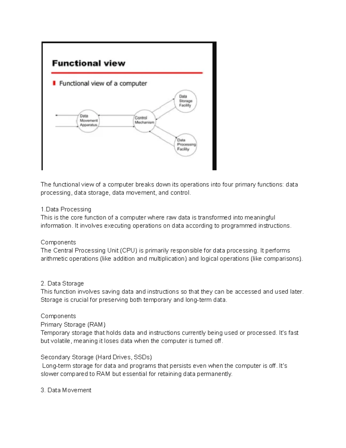 Functional view of computer - The functional view of a computer breaks ...