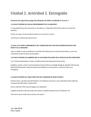 Unidad 2. Actividad 2 - 1 UNIDAD 2. ACTIVIDAD 2 Contesta las siguientes ...