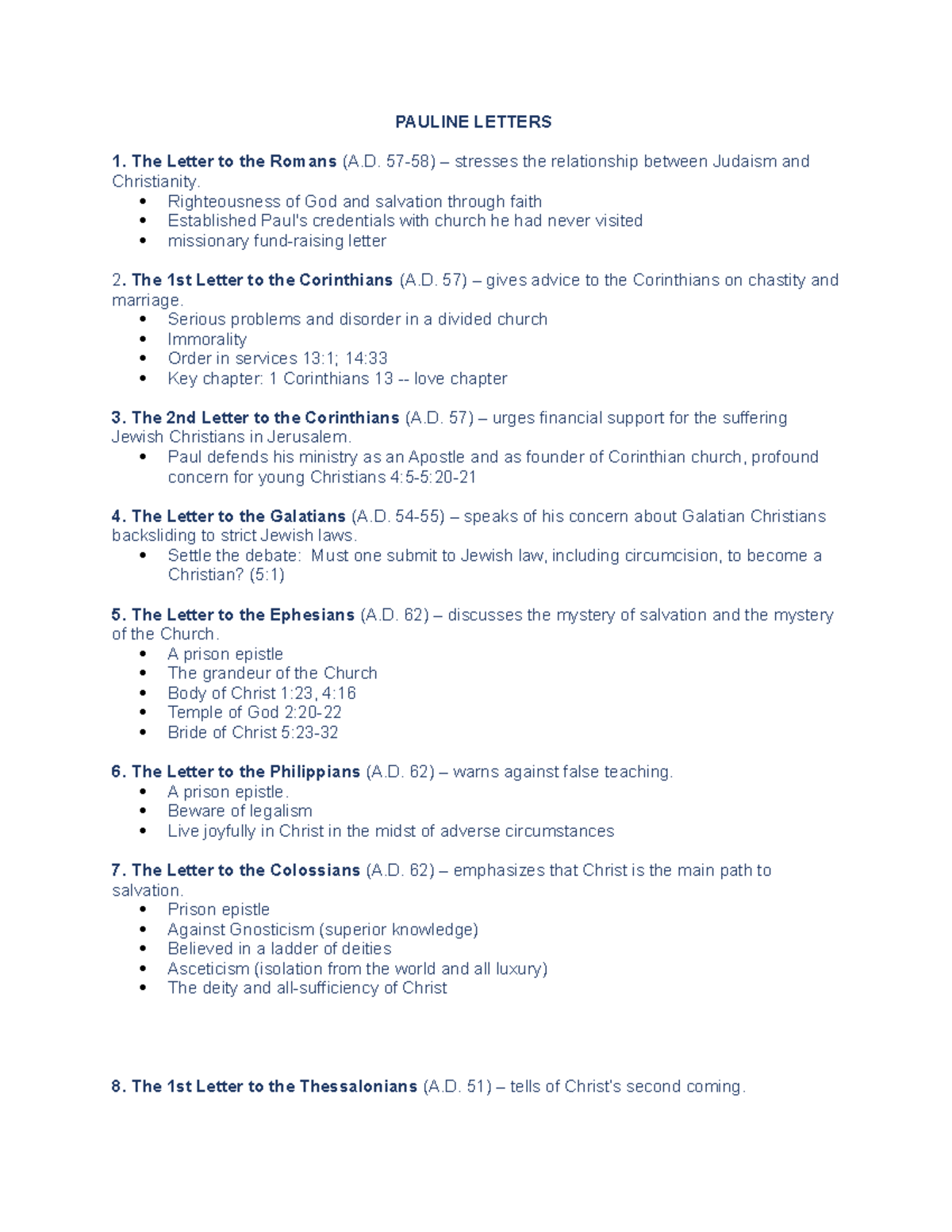 Pauline Letters Review - PAULINE LETTERS The Letter to the Romans (A ...