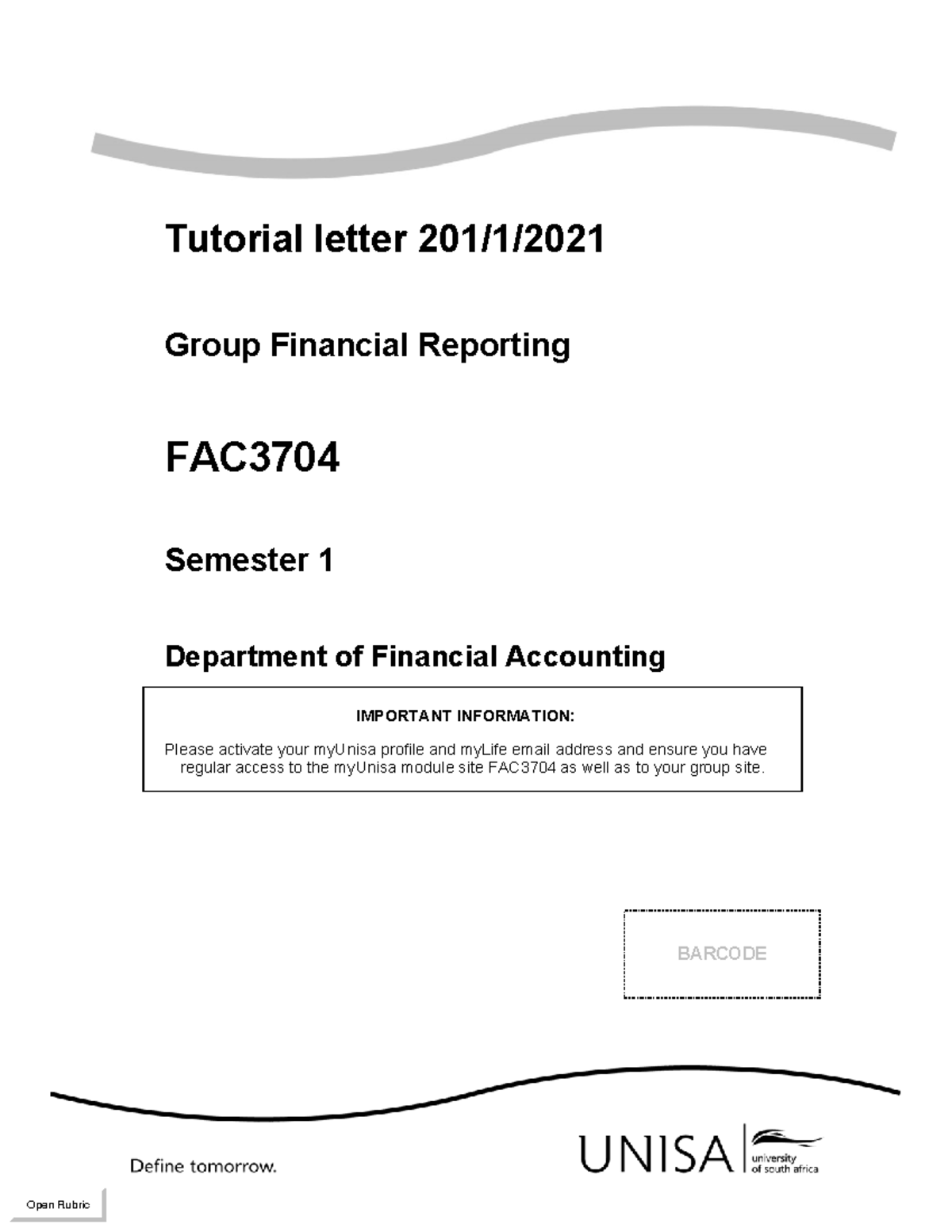 FAC3704 2021 TL 201 1 E - Tutorial letter 201/1/ Group Financial ...
