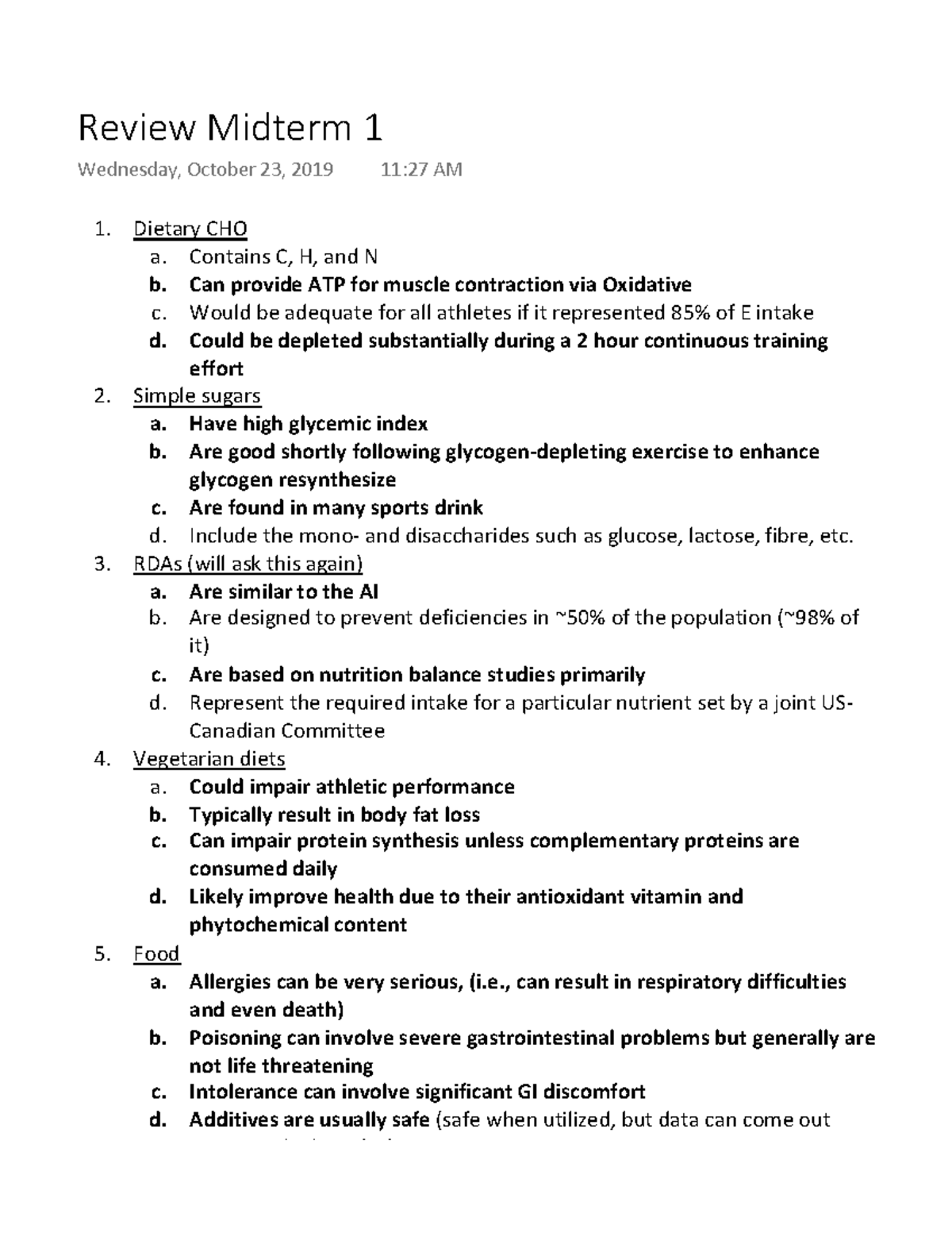 Midterm 2 October 2019, questions and answers - Warning: TT: undefined function: 32 Dietary CHO ...