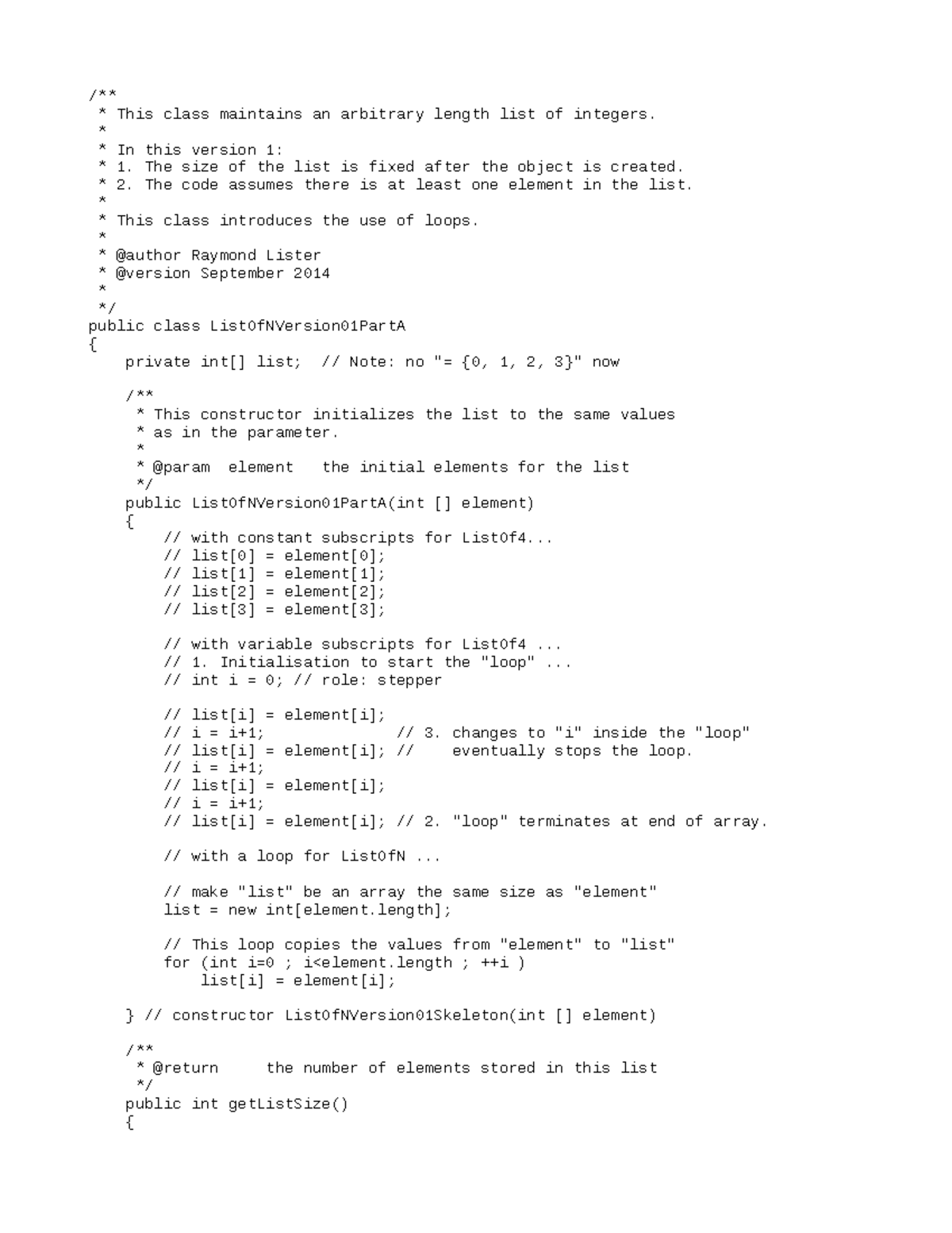 List Of NVersion 01Part A Solution - /** * This class maintains an ...