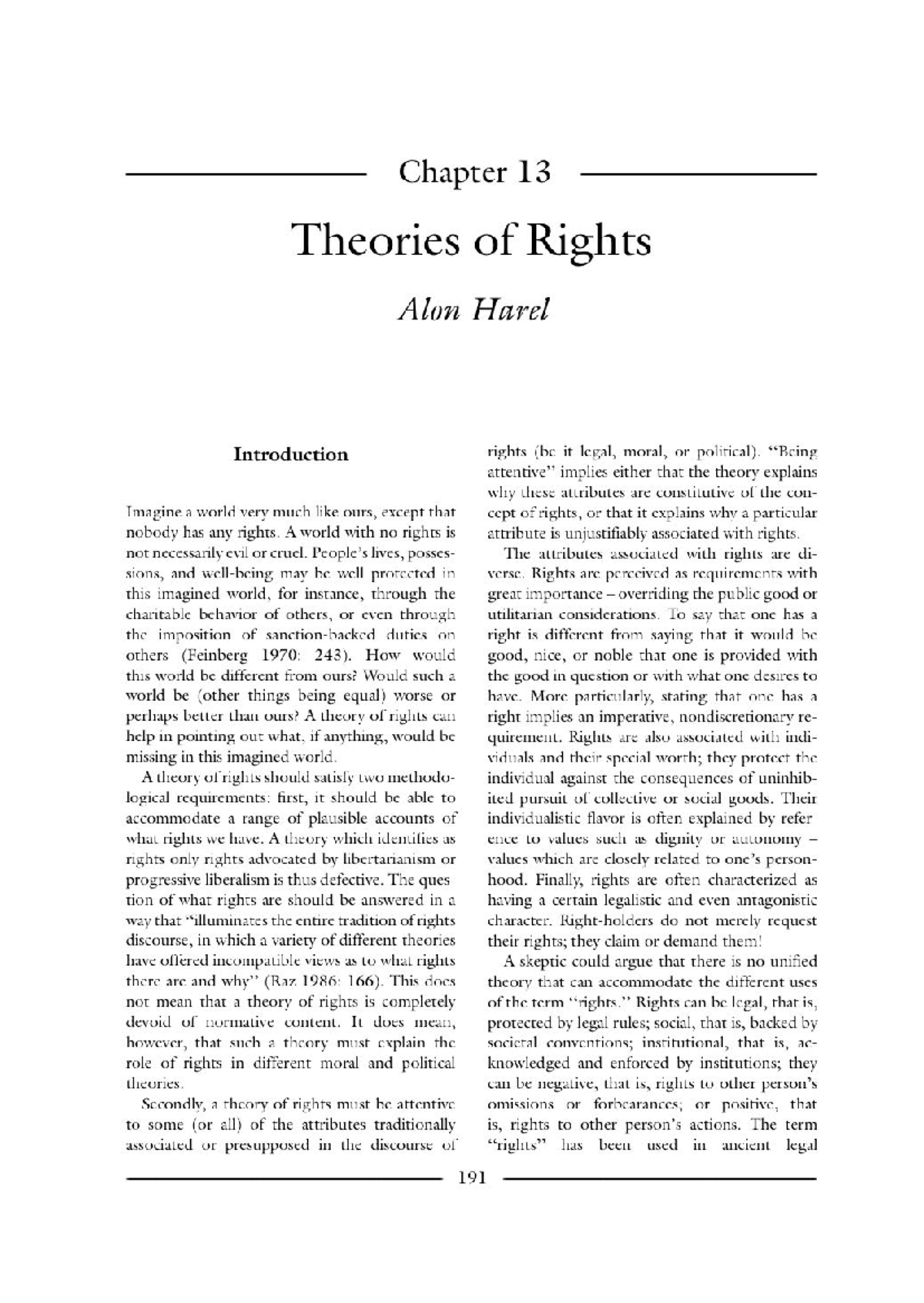 Theories of Rights - implies either that the theory explains why these ...
