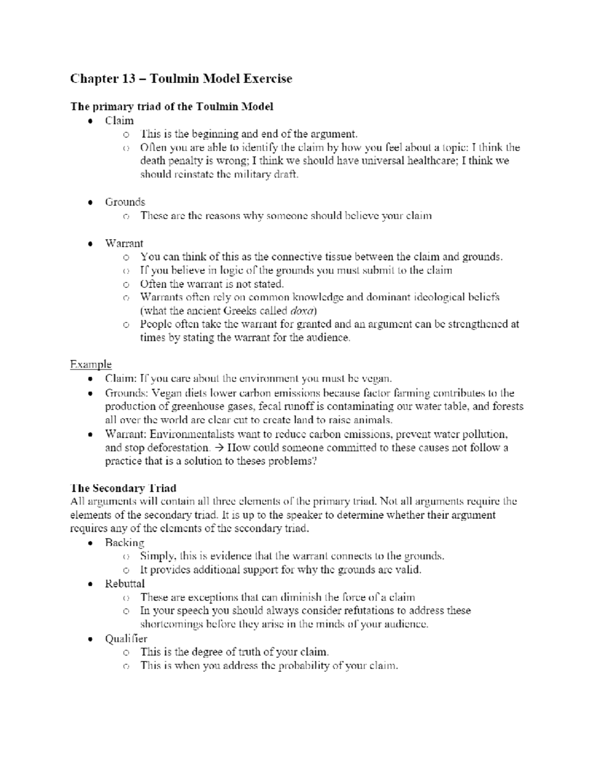 Toulmin Model - introduction to eng - Studocu