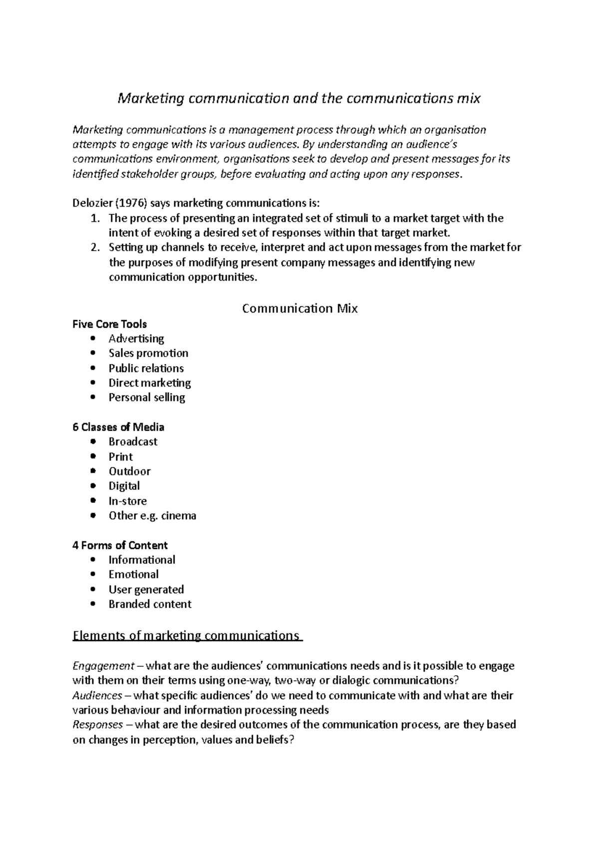 Marketing communication and the communications mix - By understanding ...