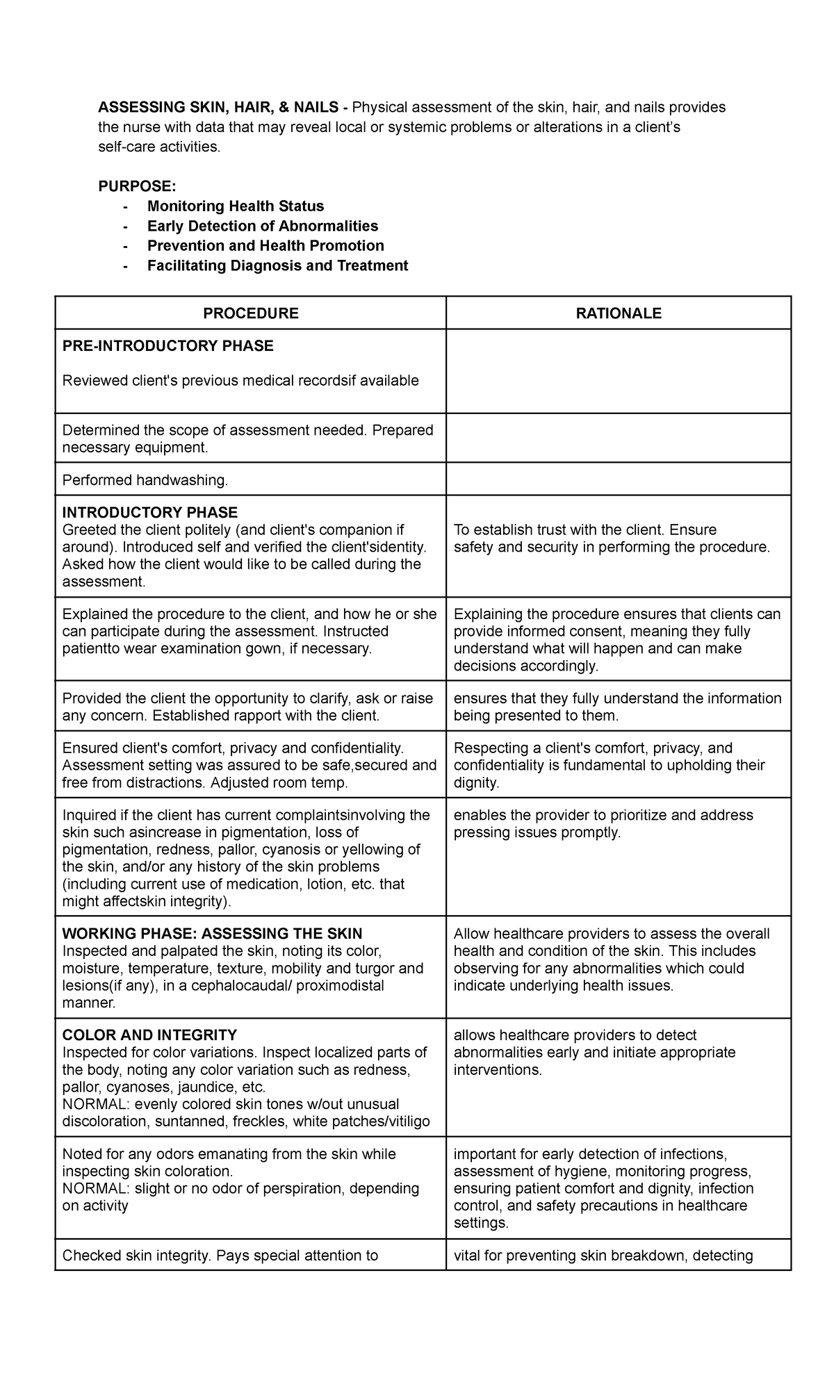 Copy of EYE & SKIN Assessment - ASSESSING SKIN, HAIR, & NAILS ...