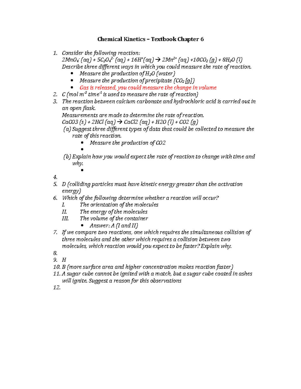 Chemical Kinetics – Textbook Chapter 6 Lecture 6 - Chemical Kinetics ...