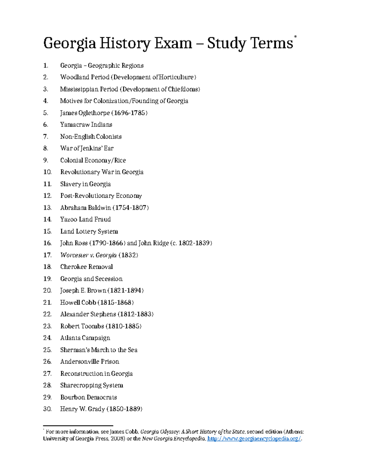 Georgia History Exam Study Guide at Katie Butters blog