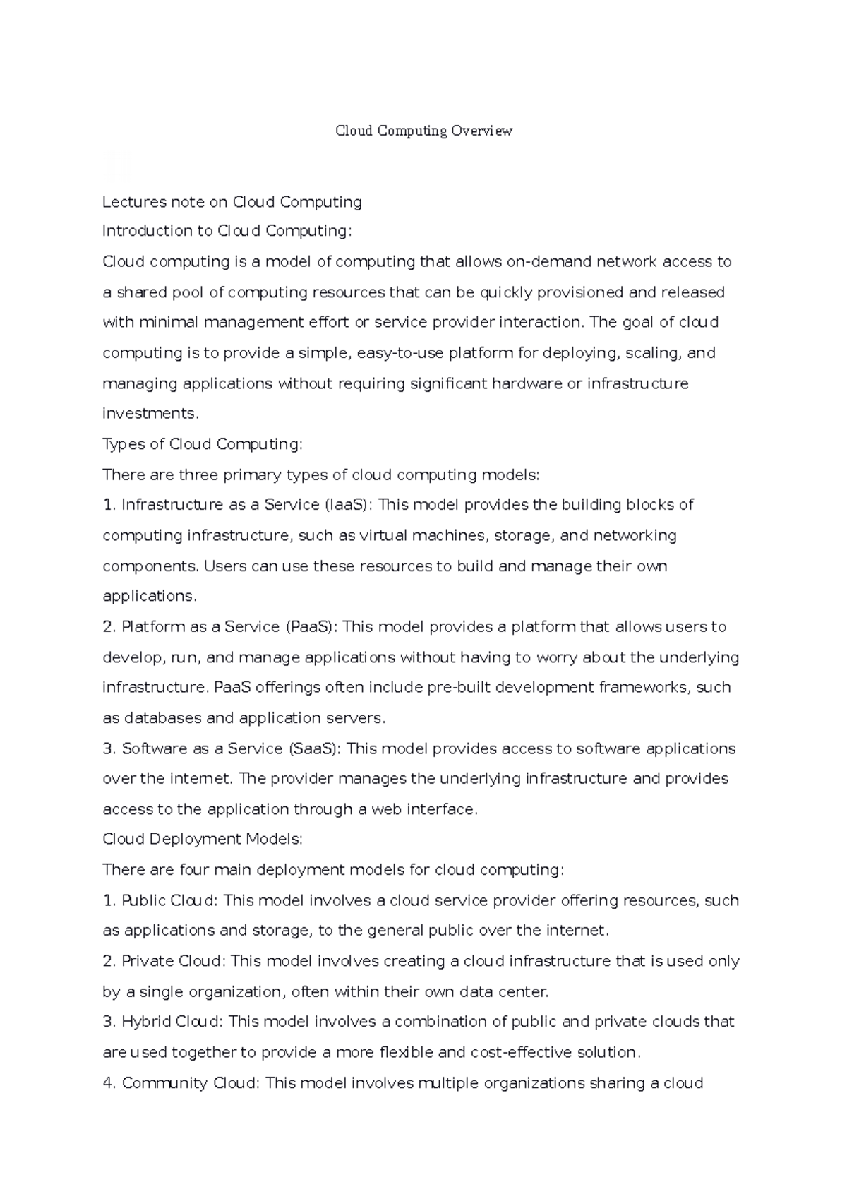 Cloud computing - The goal of cloud computing is to provide a simple, easy-to-use platform for ...