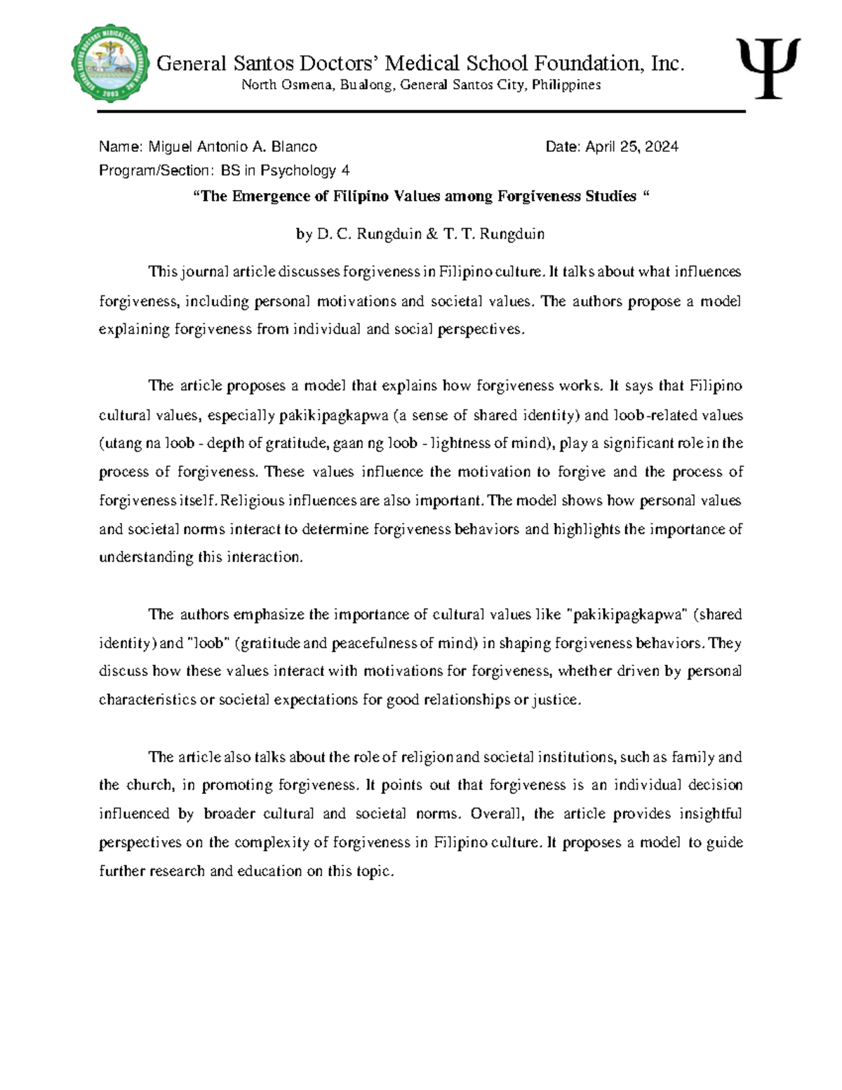 Blanco Pagaawayat Pagbabati - General Santos Doctors’ Medical School ...