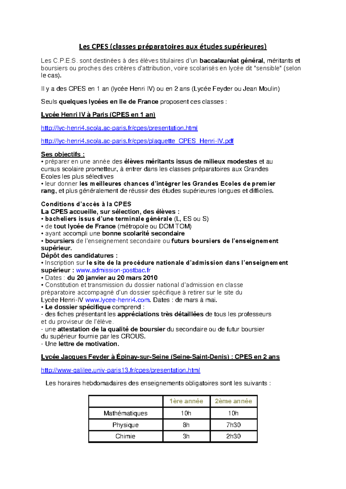 Les cpes classes pr paratoires aux tudes sup rieures 2006 9 - Les CPES (classes préparatoires ...