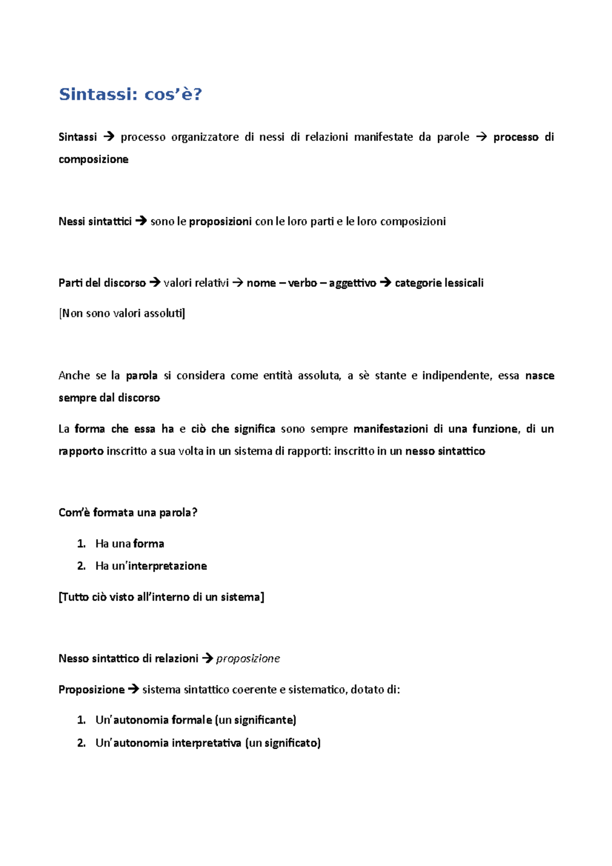 Riassunto libro "FARE _ Elementi di sintassi" di La Fauci e Mirto - Sintassi: cos’è? Sintassi ...