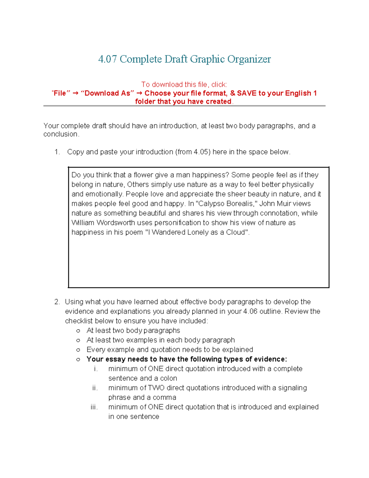 4.07 Complete Draft Graphic Organizer - 4 Complete Draft Graphic ...