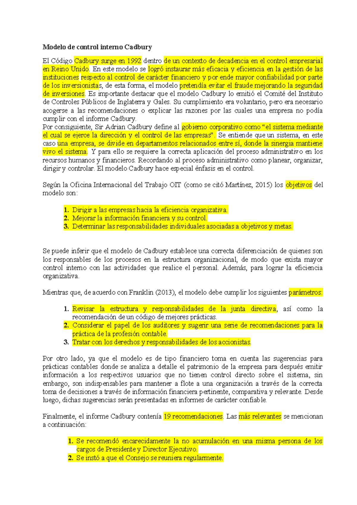 Modelos de control interno - En este modelo se logró instaurar más ...