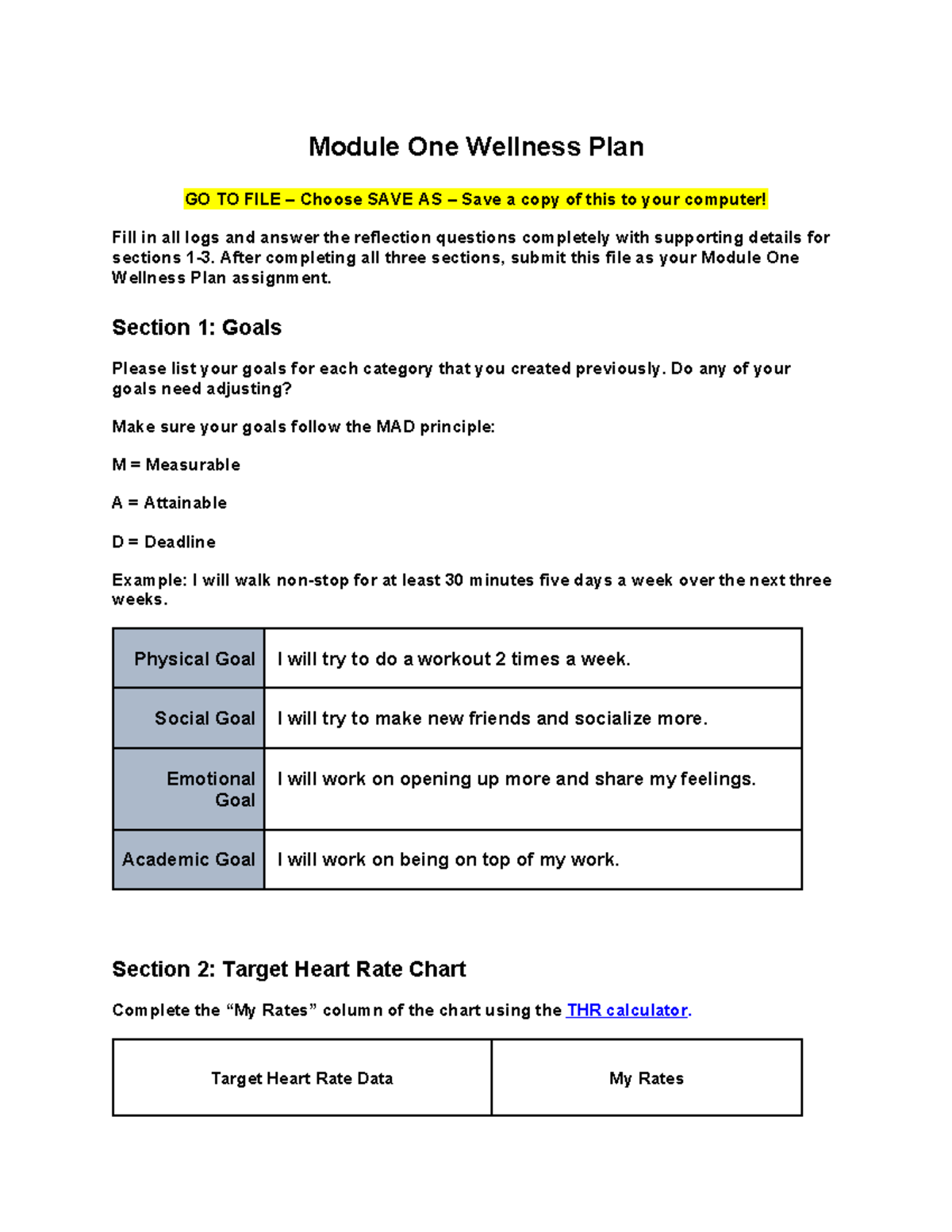 Copy of 1.09 - Module One Wellness Plan - Module One Wellness Plan GO ...