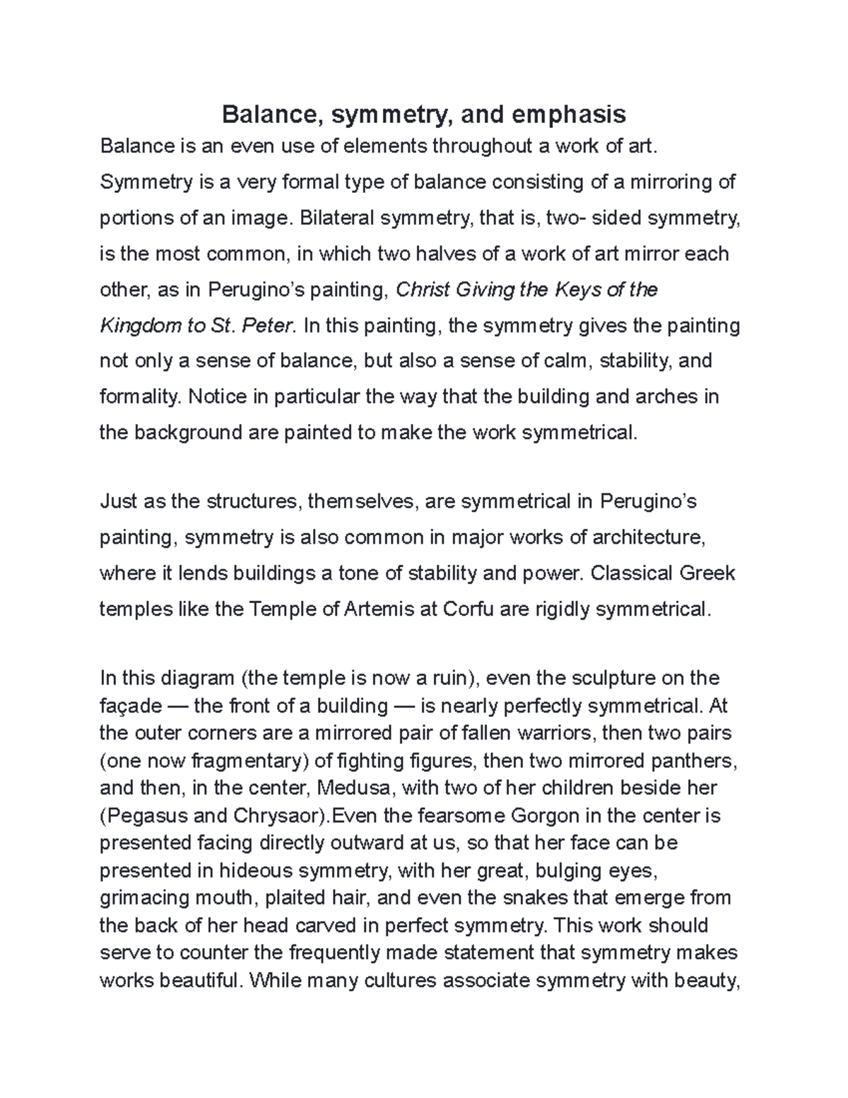 Balance, symmetry, and emphasis - Balance, symmetry, and emphasis ...