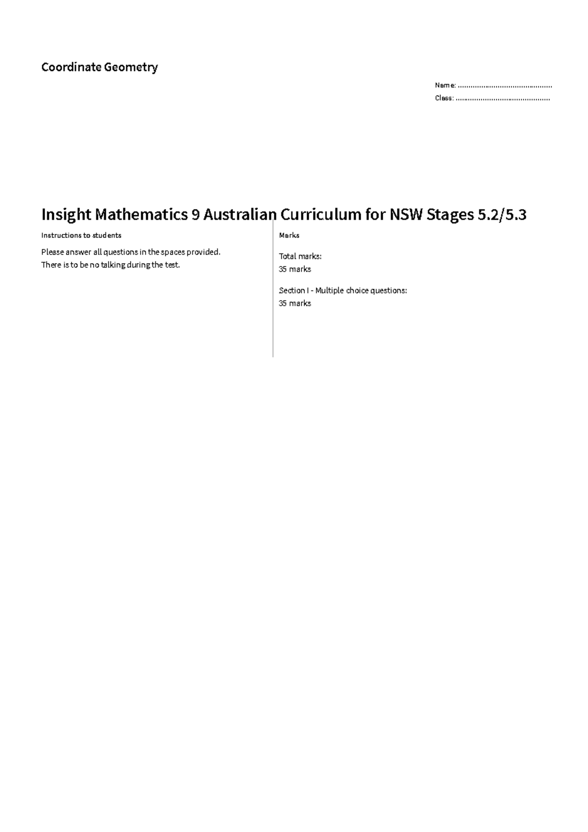 Linear and non-linear relationships - Name
