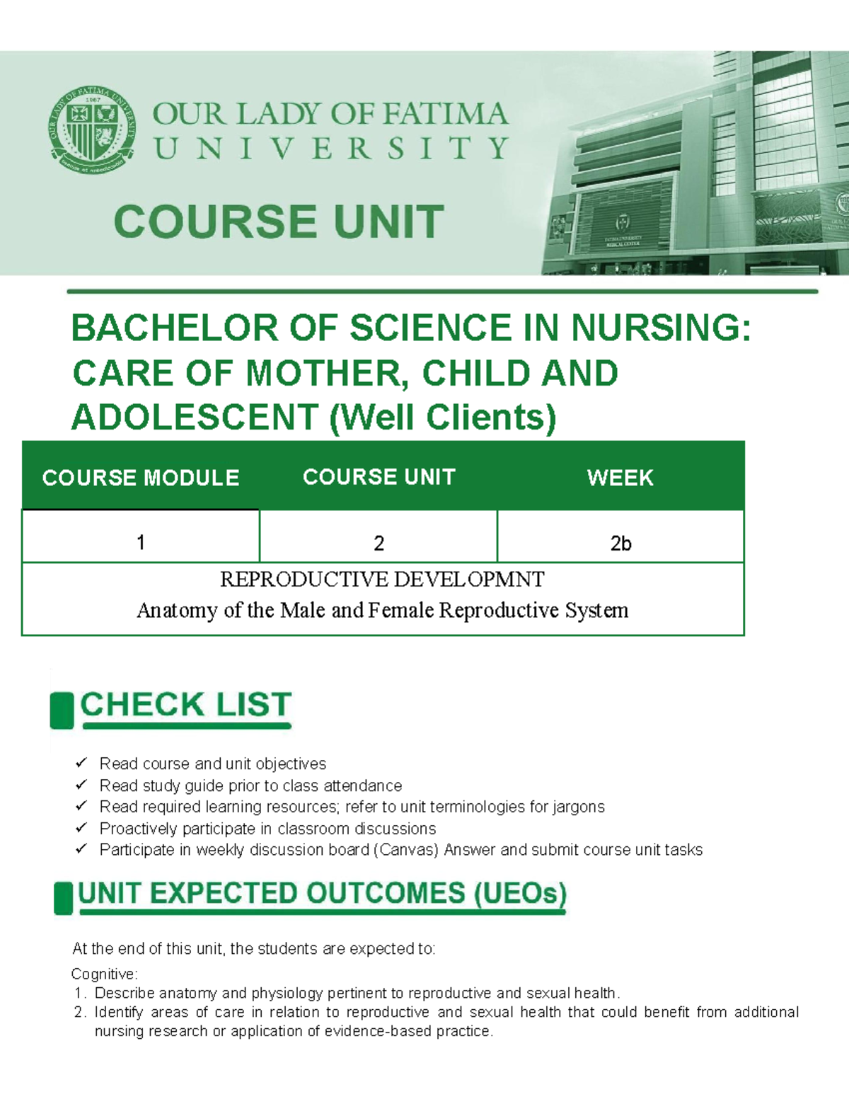 Course UNIT WEEK 2 - DM FNCP - BACHELOR OF SCIENCE IN NURSING: CARE OF ...