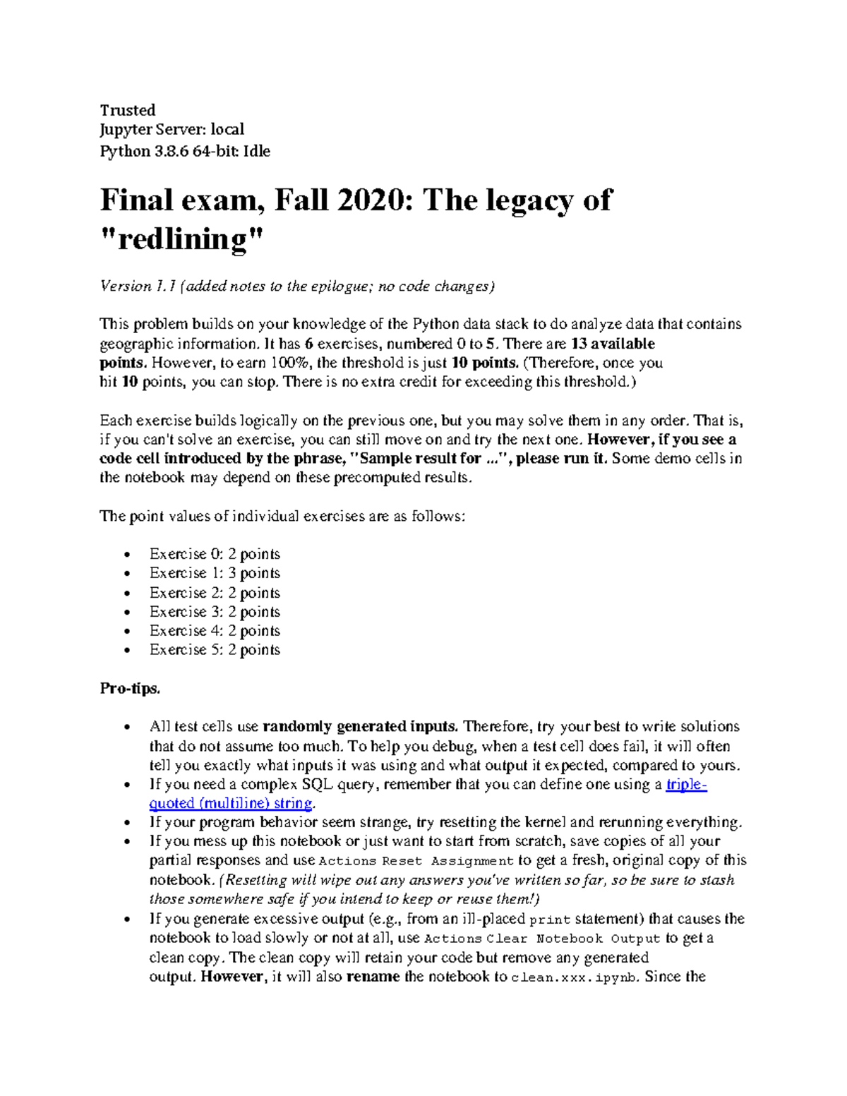 Final Exam AD - Trusted Jupyter Server: local Python 3.8 64-bit: Idle ...