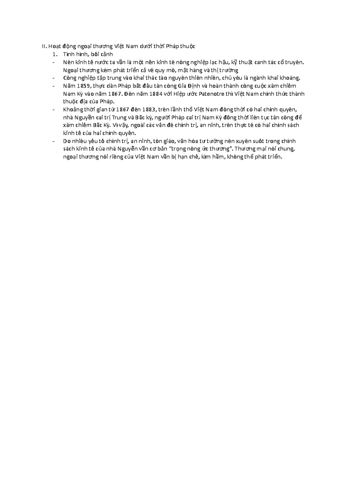 Tình hình bối cảnh thời pháp thuộc - II. Ho t đ ng ngo i thạ ộ ạ ương Vi t Nam d ệ ưới th - Studocu