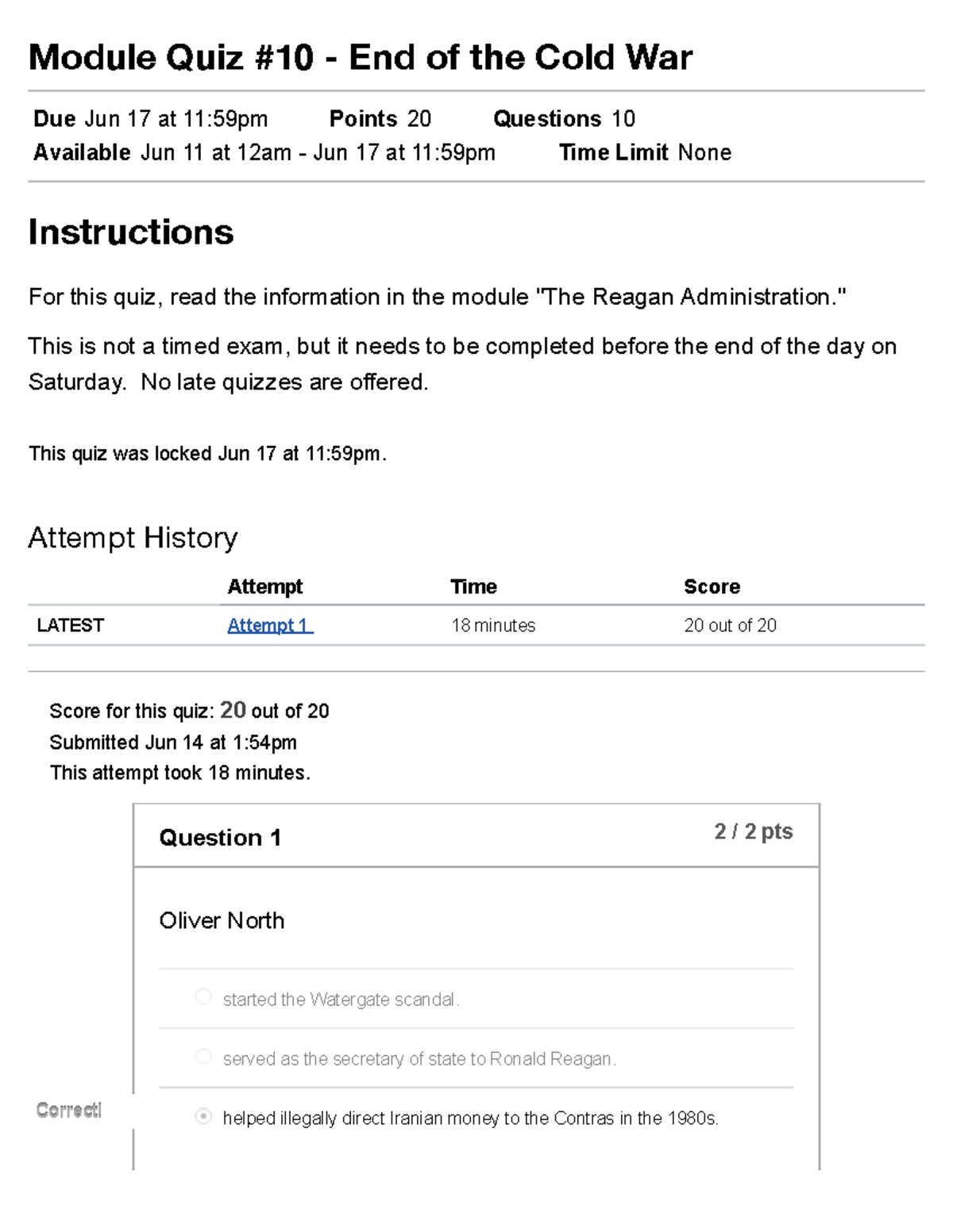 Module Quiz #10 - End of the Cold War - Attempt History Attempt Time ...