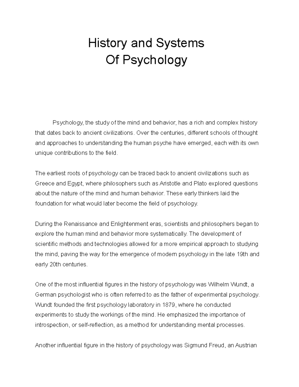 History And Systems Of Psychology - History and Systems Of Psychology ...