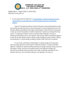 NIF Laboratory - Nursing Informatics - Studocu