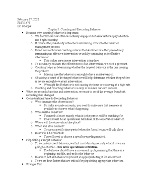 PSYC-475 Chapter 4: Basic Principles of Behavior - Tuesday, February 8 ...