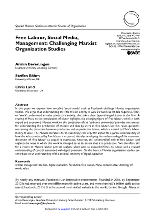 Free labor Producing culture for the digital economy - The real not ...