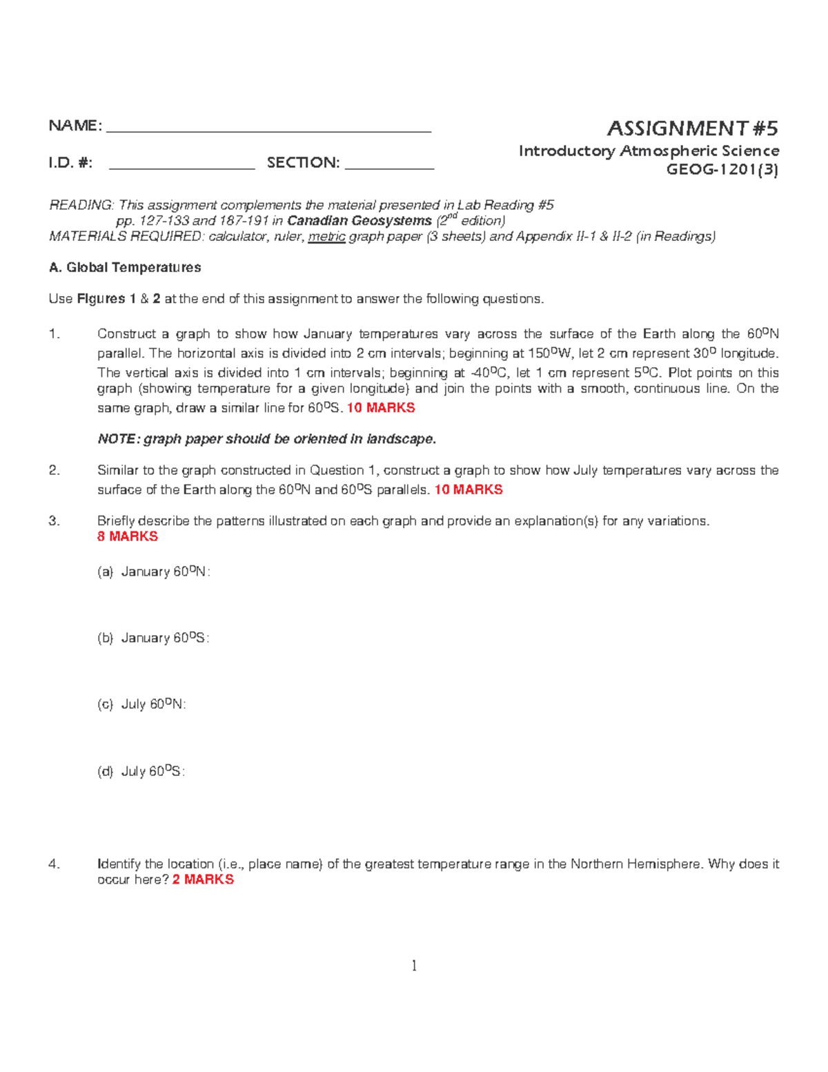GEOG 1201 Assignment 5 - !"#!$ %& READING: This assignment complements ...