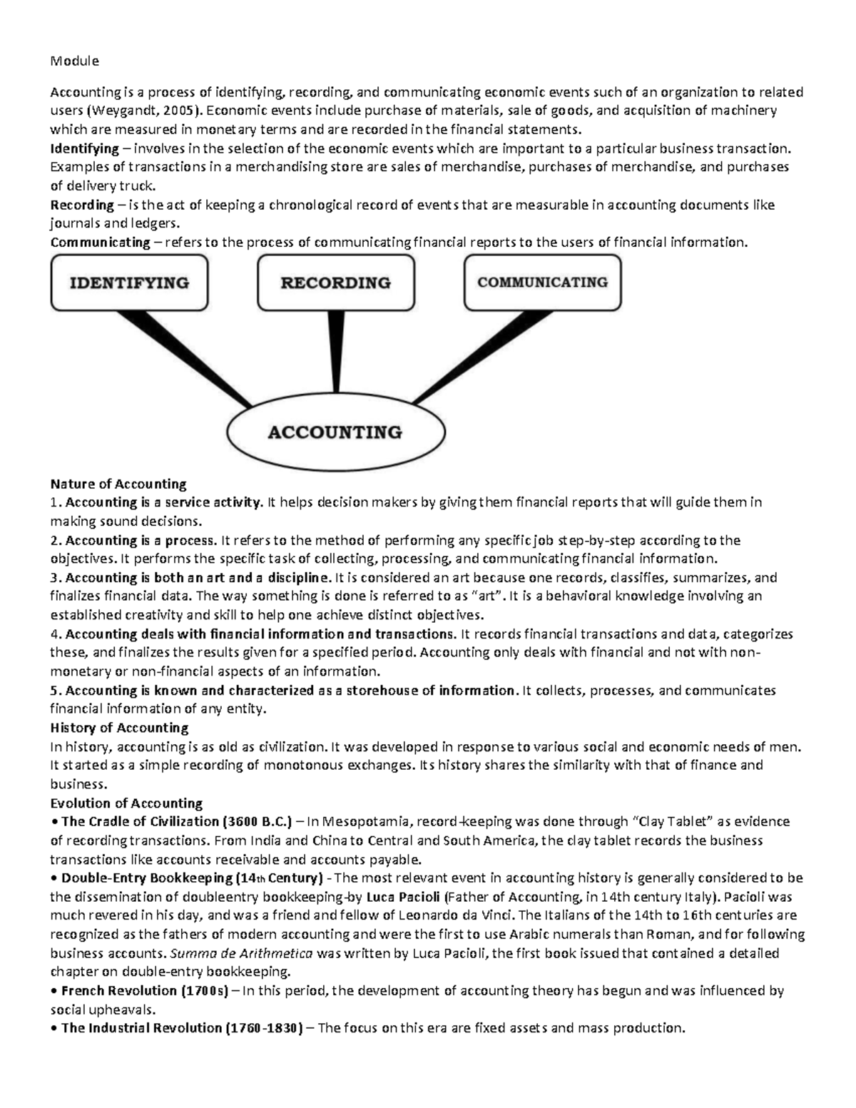 1st - activity - Module Accounting is a process of identifying ...