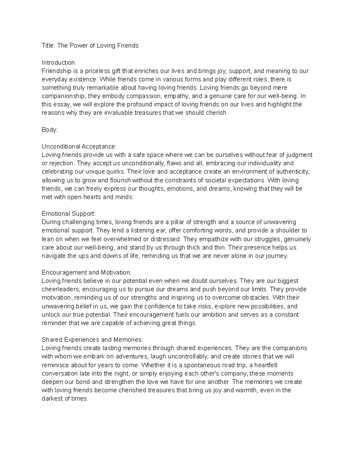 Title The Power of Loving Friends - Title: The Power of Loving Friends ...