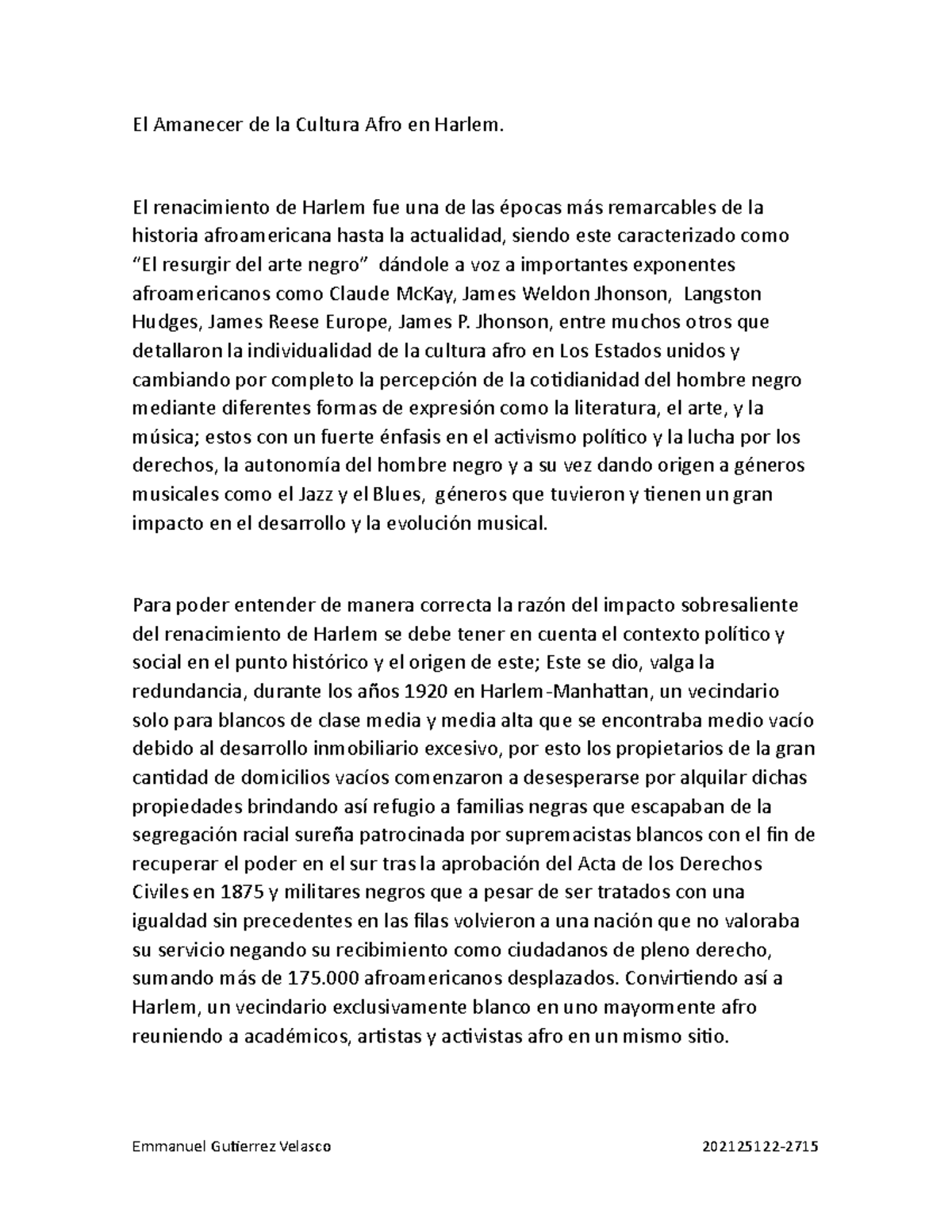 Renacimiento de Harlem - El Amanecer de la Cultura Afro en Harlem. El ...