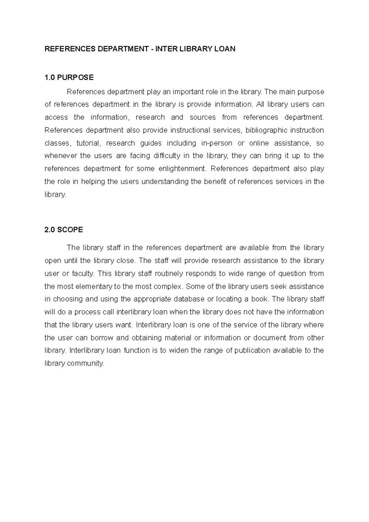 References Department - Interlibrary LOAN - REFERENCES DEPARTMENT ...