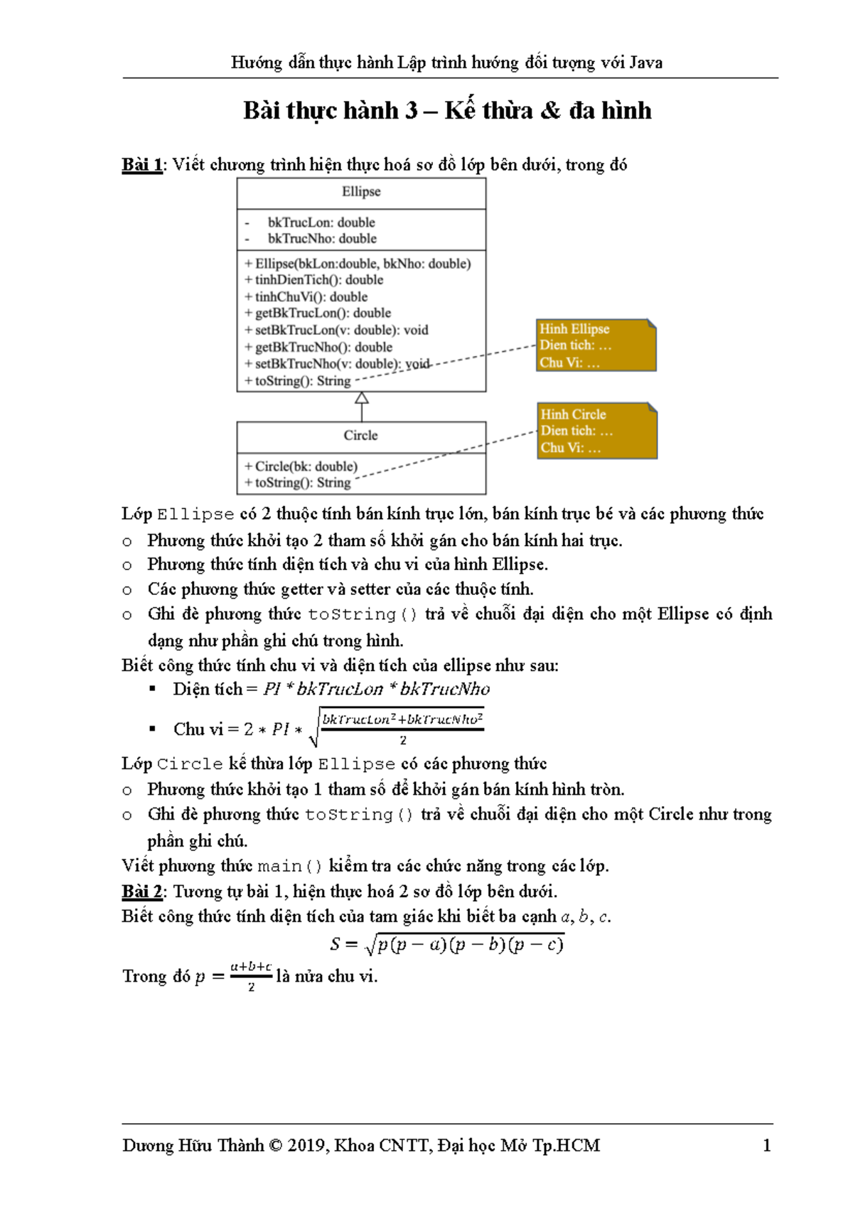 Bai thuc hanh 3 - Lập trình java - Bài thÿc hành 3 3 K¿ thÿa & a hình ...