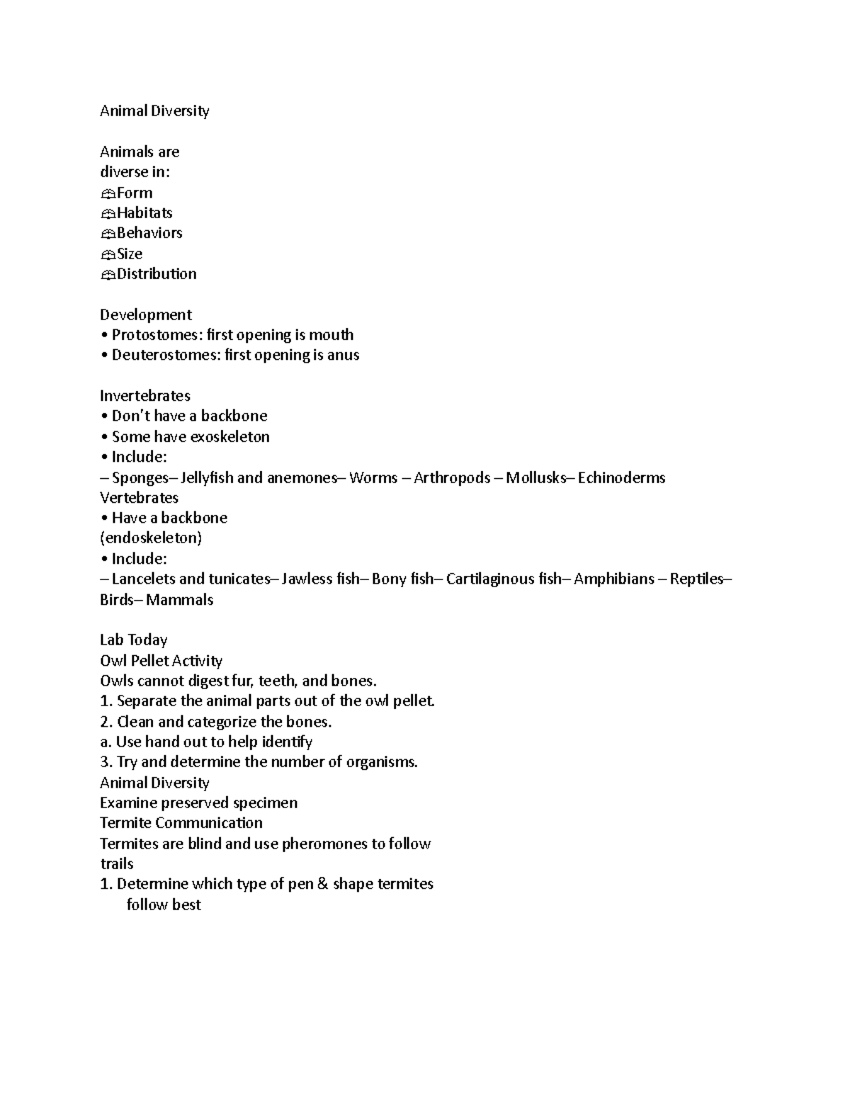 Animal Diversity - POWERPOINT NOTES. - Animal Diversity Animals are ...