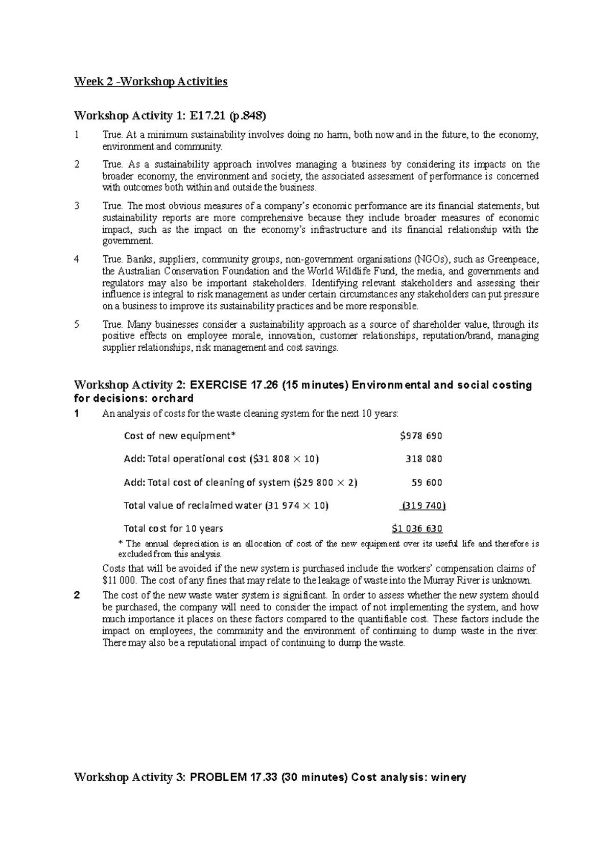 Week 2-Workshop Activities Solutions - Week 2 -Workshop Activities Workshop Activity 1: E17 (p ...