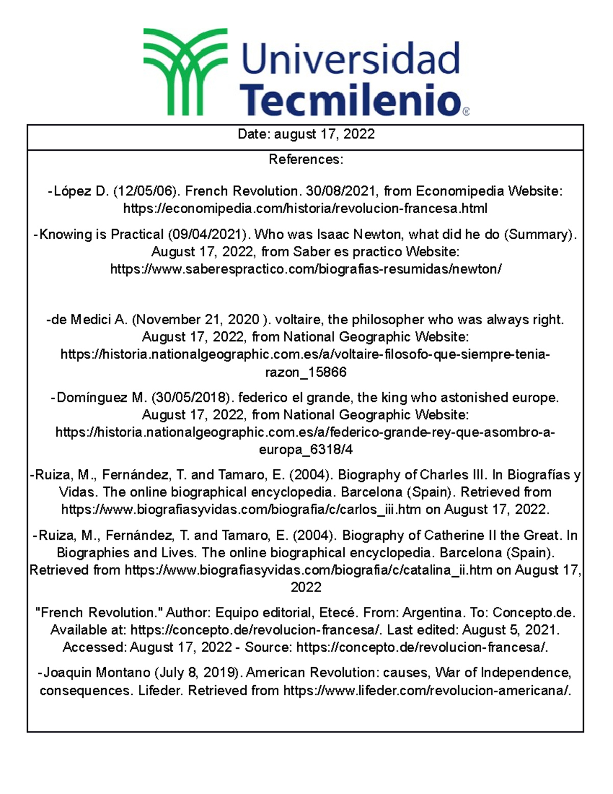 Cntmp world 3 - graded with. a 100 - Date: august 17, 2022 References ...