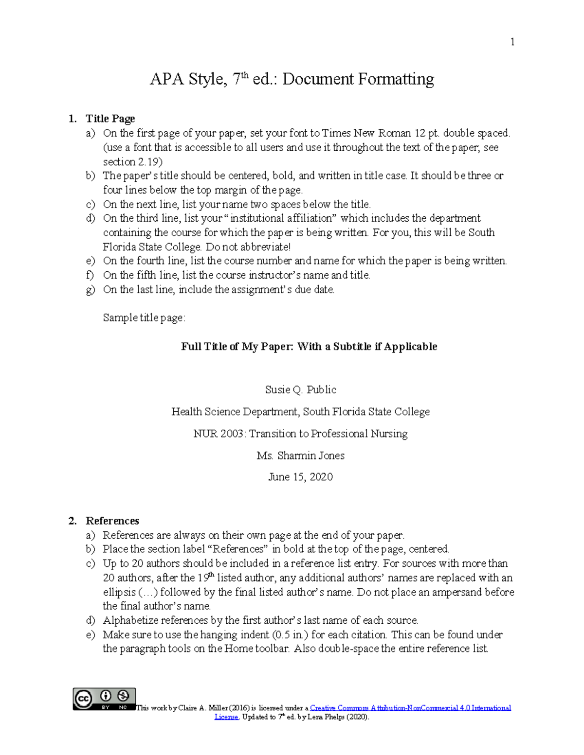 APA 7ed - APA style - 1 APA Style, 7 th ed.: Document Formatting 1 ...