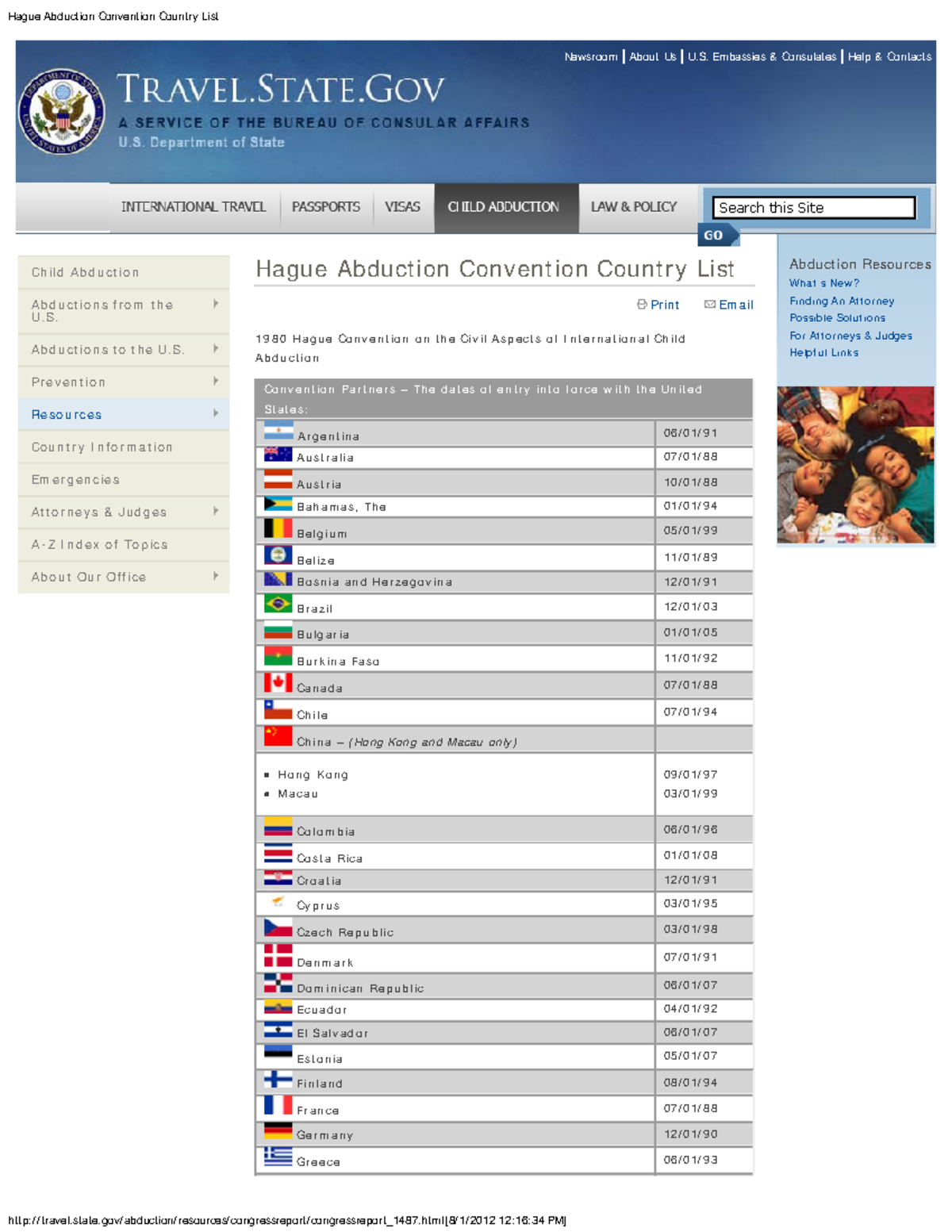 Hague Abduction Convention Country List - Hague Abduction Convention ...