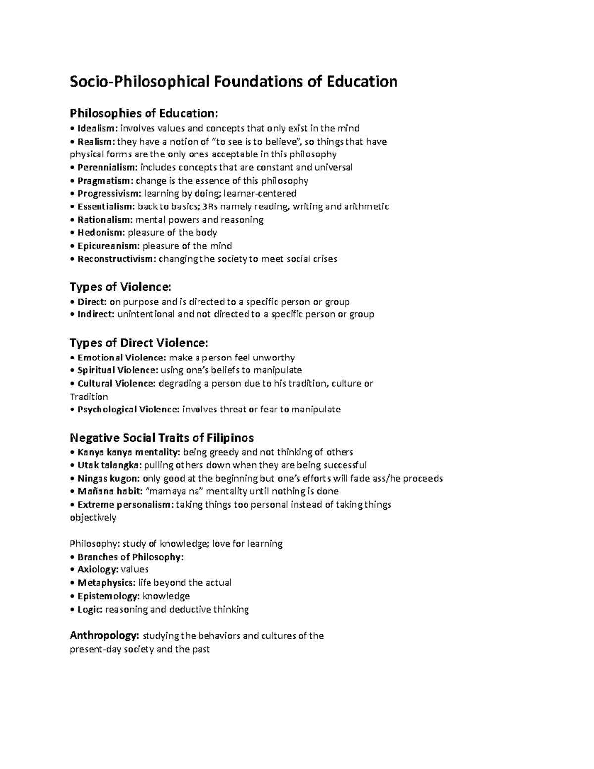 Socio Philosophical Foundations of Education - Socio-Philosophical ...