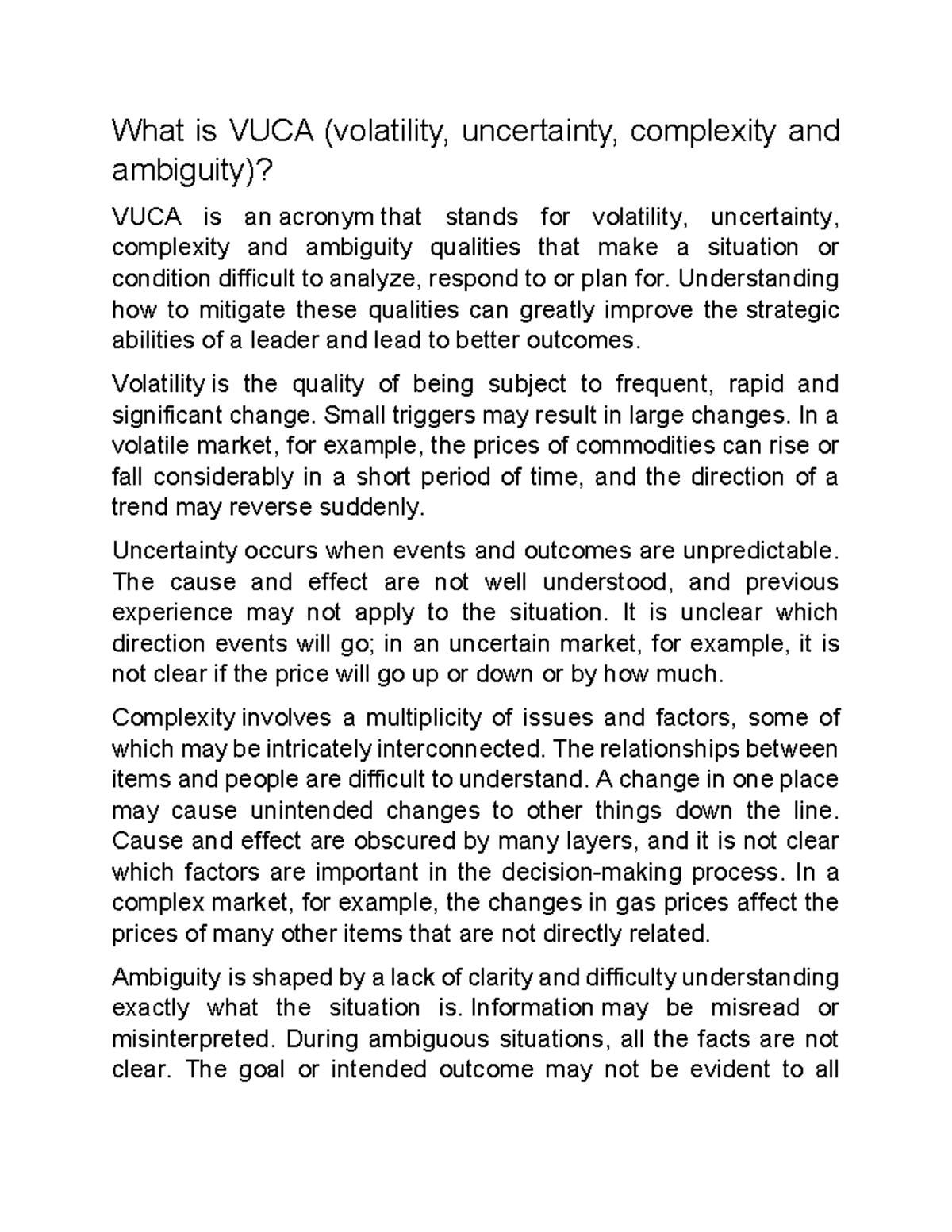 What is VUCA - adel zayed - What is VUCA (volatility, uncertainty ...