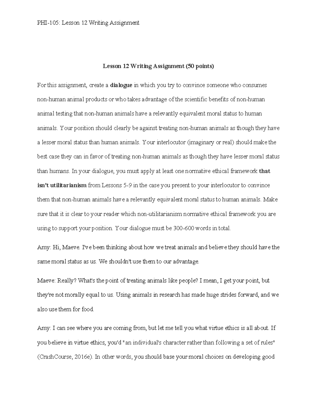 Lesson 12 Writing Assignment - Lesson 12 Writing Assignment (50 points ...