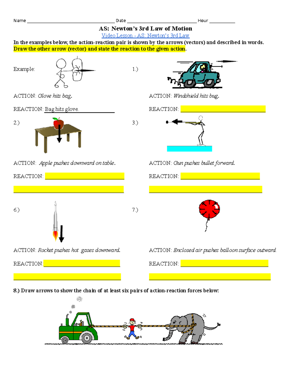 AS Newton's 3rd Law of Motion - Name ...